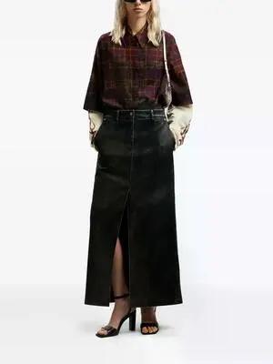 Palm Angels Curved-logo Coated Midi Skirt