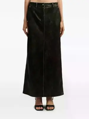 Palm Angels Curved-logo Coated Midi Skirt