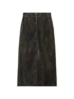 Palm Angels Curved-logo Coated Midi Skirt
