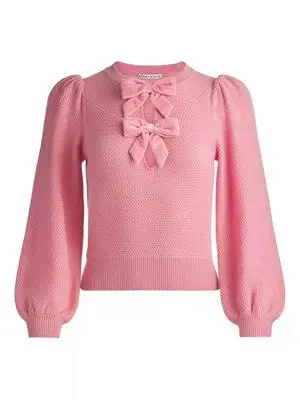 Alice + Olivia Doris Puff-sleeve Bow Sweater - Pink