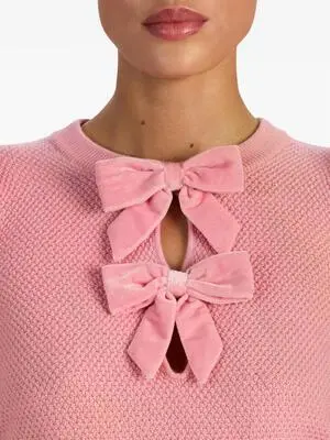 Alice + Olivia Doris Puff-sleeve Bow Sweater - Pink
