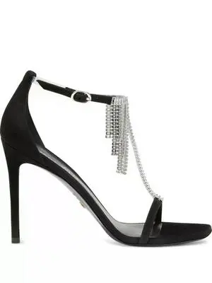 STUART WEITZMAN 100mm Nudistcurve Superglam Crystal-fringe Sandals