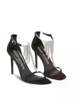 STUART WEITZMAN 100mm Nudistcurve Superglam Crystal-fringe Sandals