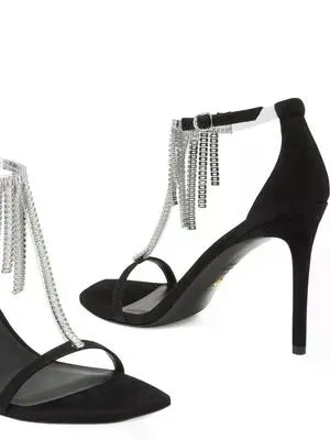 STUART WEITZMAN 100mm Nudistcurve Superglam Crystal-fringe Sandals