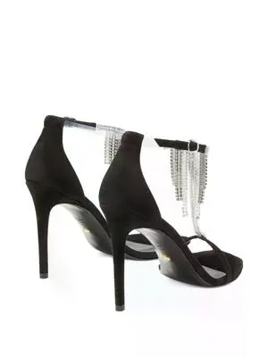 STUART WEITZMAN 100mm Nudistcurve Superglam Crystal-fringe Sandals