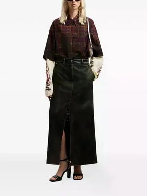 Palm Angels Check-patterned Shirt With Flame Print Sleeves