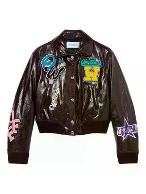 Off-White Crinkled Coated Varsity Jacket