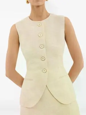 Rebecca Vallance Buttoned Sleeveless Vest - Neutrals