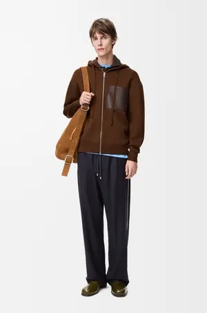 Loewe Zip-up Wool Hoodie - Brown