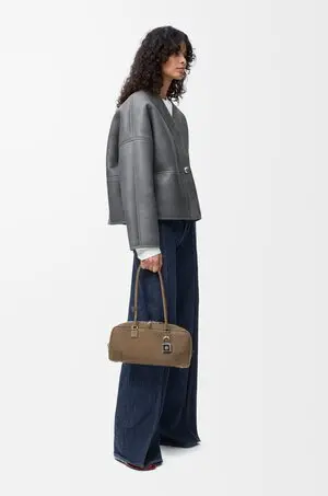 Loewe Shearling Cardigan With Anagram Pebble Button