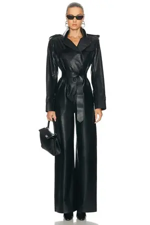 Norma Kamali Double Breasted Trench Straight Leg Jumpsuit - Black
