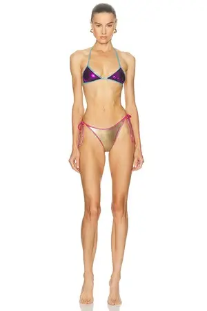 Oseree Metallic Triangle Bikini Set