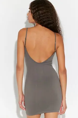 Free People Seamless Low Back Mini Slip - Charcoal