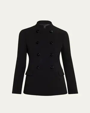 Giorgio Armani Stretch Wool Crepe Double-breasted Blazer