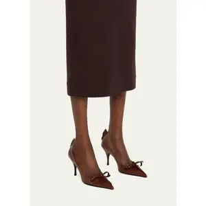 Prada Calf Leather Bow Pumps - Brown