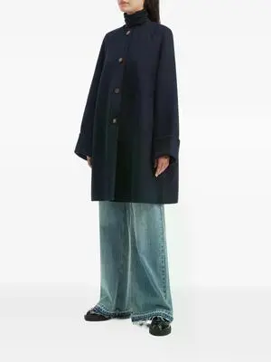 B+AB Button Fastening Scarf Coat - Blue