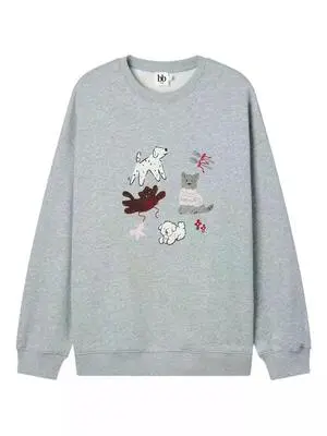 B+AB Embroidered Crewneck Sweatshirt - Grey