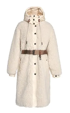 Moncler Blavet Long Teddy Coat - Ivory