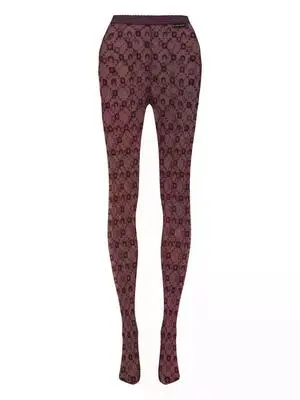 MARINE SERRE Moonogram Mesh Flock Tights - Red