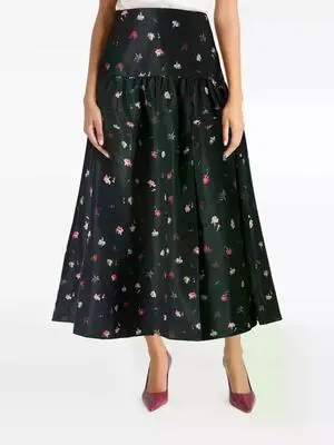 Cinq À Sept Theora Tumbling-carnations Midi Skirt
