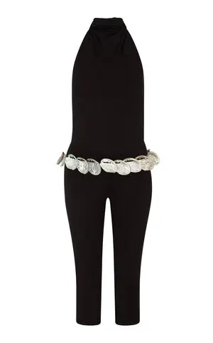 CONNER IVES High Neck Jumpsuit With Abalone Shell Belt