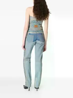 MARINE SERRE Moon Print Paneled Jeans - Blue