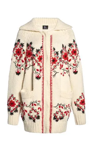 Moncler Embroidered Nylon-wool Cardigan