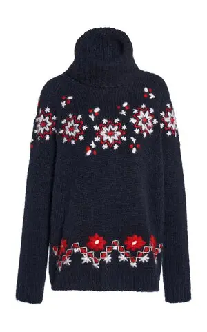 Moncler Embroidered Alpaca-wool Turtleneck Sweater