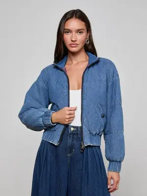 L'Agence Ryah Denim Bomber Jacket