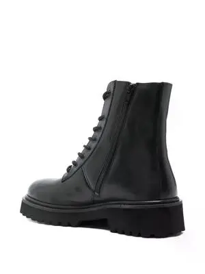BLAUER. Lace-up Leather Biker Boots