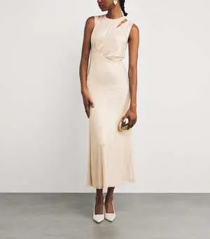 SELF-PORTRAIT Embellished Cut-out Midi Dress - Beige