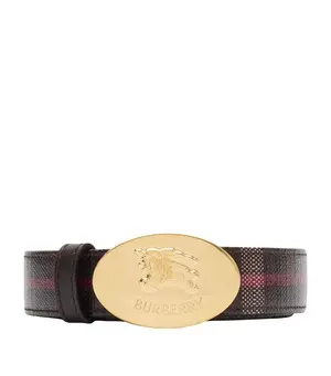 Burberry Leather Ekd Stamp Reversible Belt - Gold
