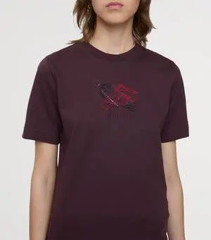 Burberry Cotton T-shirt With Check And Ekd Embroidery - Red