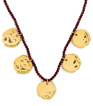 Anni Lu Gold-plated Dream Catcher Necklace - Red