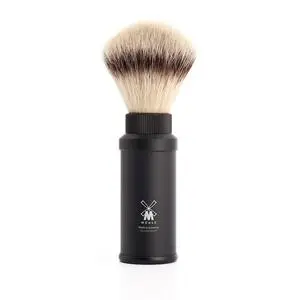 MUHLE Travel Anodized Aluminum Silvertip Fiber Travel Shaving Brush - Black