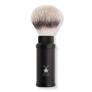 MUHLE Travel Anodized Aluminum Silvertip Fiber Travel Shaving Brush - Black