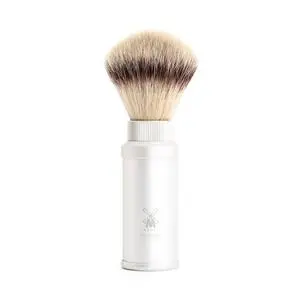 MUHLE Travel Anodized Aluminum Tip Fiber Travel Shaving Brush - Silver