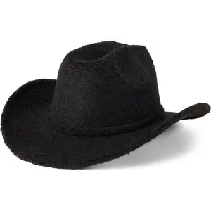 San Diego Hat Cattleman Faux Shearling Fedora - Black