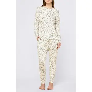 PAPINELLE Rosebud Organic Cotton Jersey Pajamas - Ecru