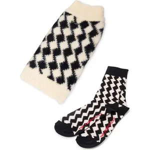 THE FURRYFOLKS Pixmond Pet Sweater & Crew Socks Set - Ivory