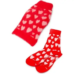 THE FURRYFOLKS Hearts Pet Sweater And Socks Set - Red