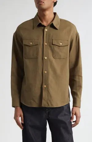 Visvim Lumber Wool & Linen Button-up Shirt - Olive