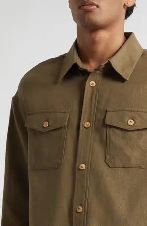 Visvim Lumber Wool & Linen Button-up Shirt - Olive