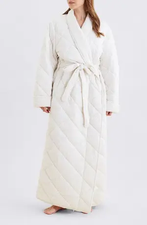 PAPINELLE Quilted Cotton Maxi Robe - Ecru
