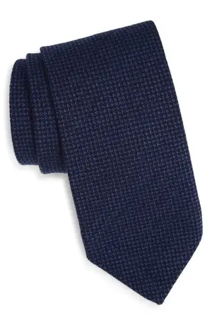 David Donahue Wool & Cashmere Blend Textured Tie - Navy