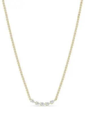 Zoe Chicco Diamond Pear Box Chain Necklace