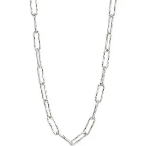 Nordstrom Hammered Paper Clip Chain Necklace - Silver