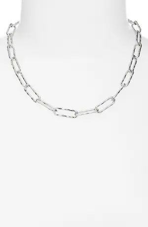 Nordstrom Hammered Paper Clip Chain Necklace - Silver