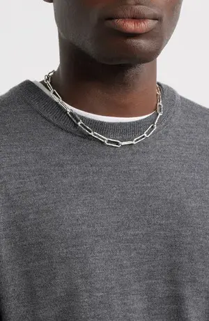 Nordstrom Hammered Paper Clip Chain Necklace - Silver