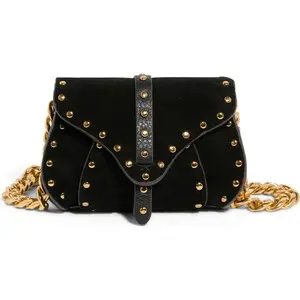 AIMEE Micro Armour Suede Crossbody Bag - Black Suede